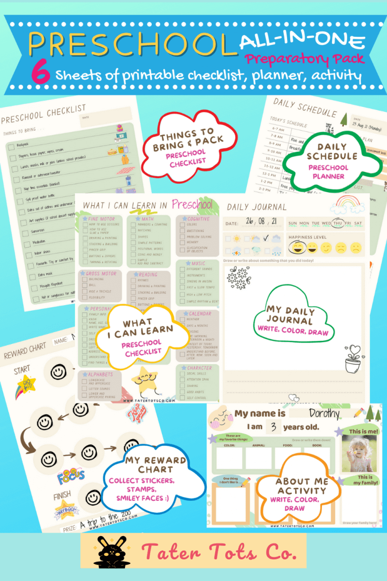 All in one preschool prep pack - Free Printable Checklist, Reward Chart ...