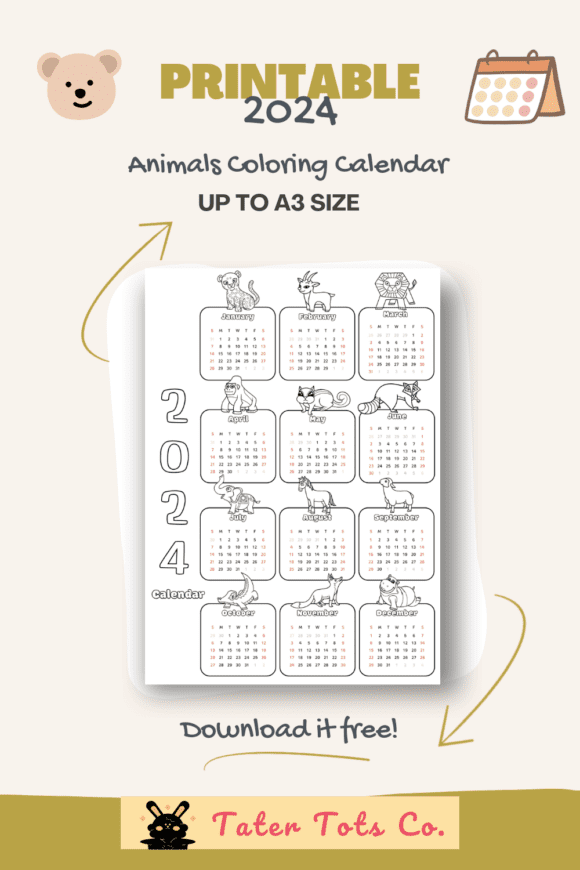 Colorful Adventures: Free Printable 2024 Calendar For Kids And The ...