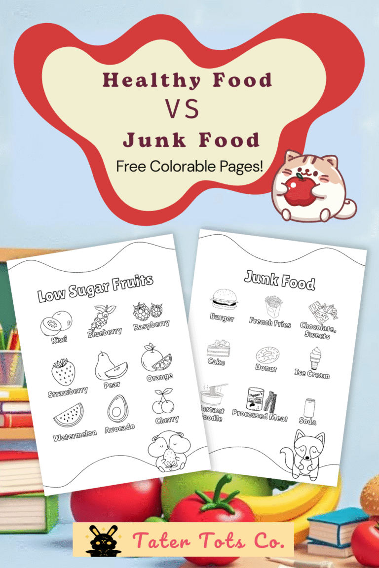 Healthy vs Junk Food for Kids: 2 Fun Coloring Pages and Tips for Early ...